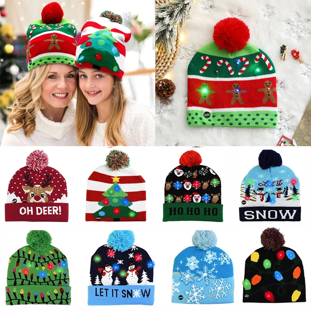 Christmas LED Light Knitted Beanies - Kidz Country:
