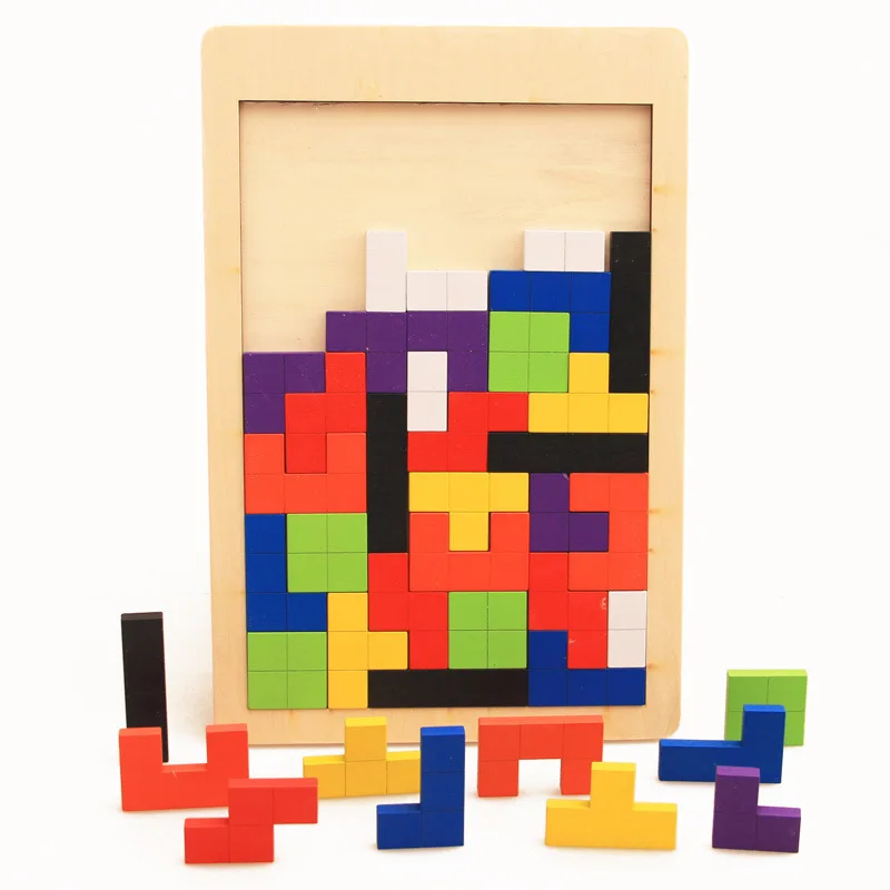 Colorful Wooden Tetris Puzzle - Kidz Country: