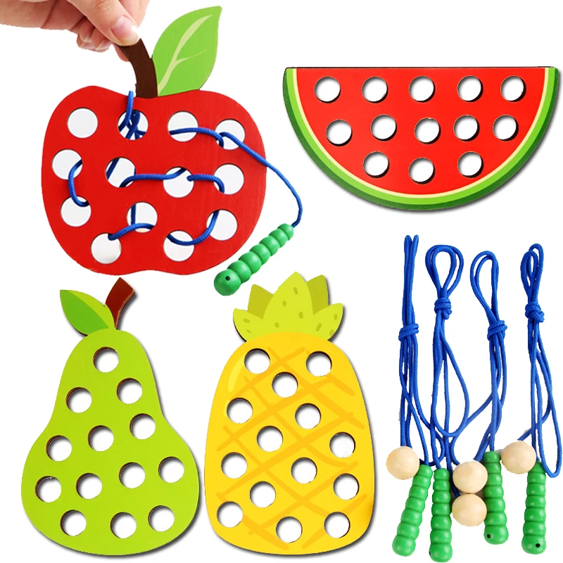 Wooden Fruit Lacing Toy - Kidz Country: